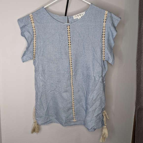 THML | Tops | Thml Ruffle Sleeve Tassel Shirt | Poshmark